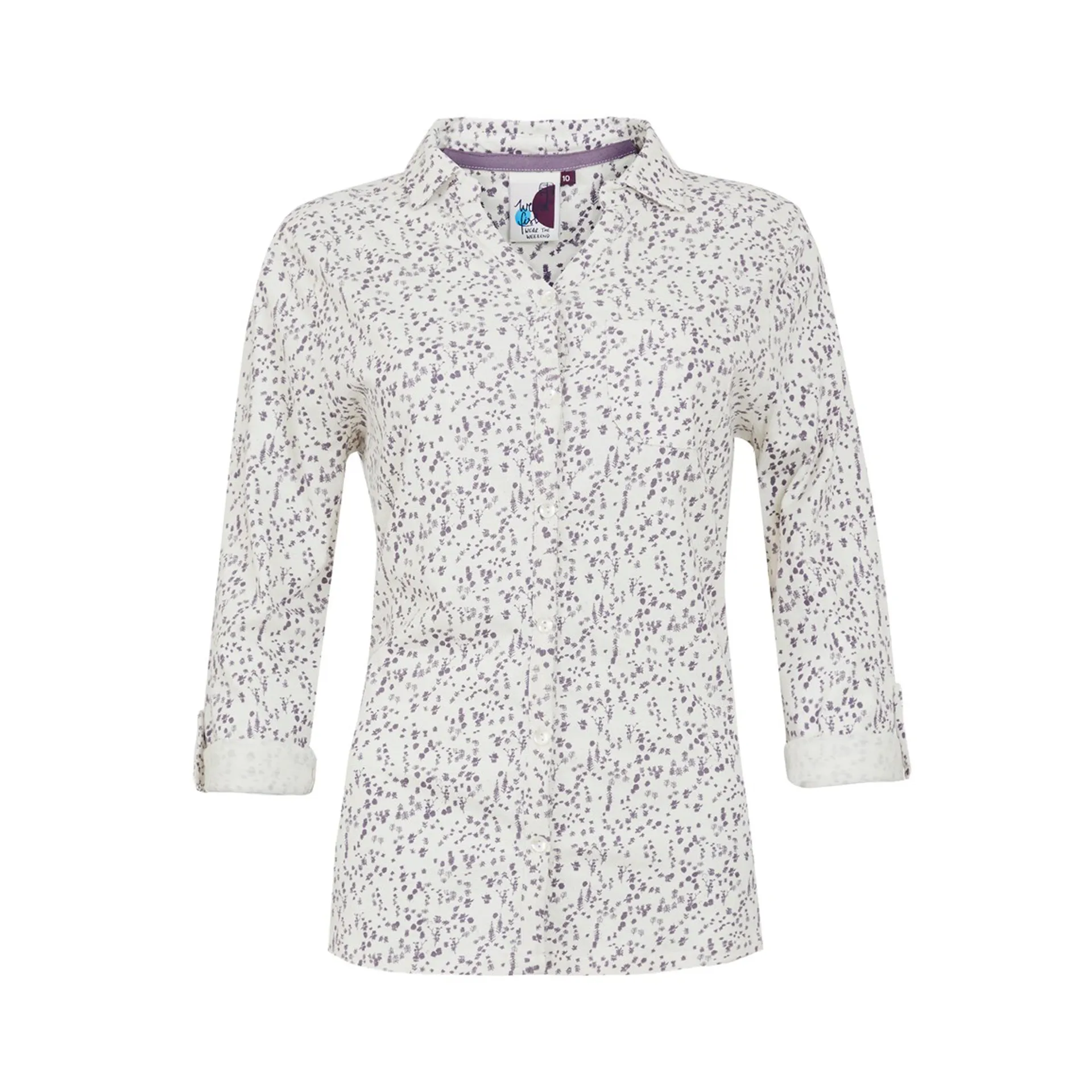 Weird fish Womens Ginny Printed Jersey Shirt Ecru