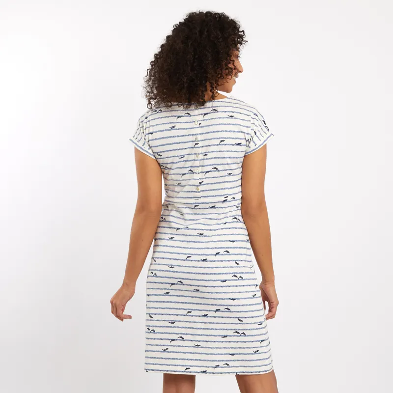 Weird Fish Womens Tallahassee Printed Jersey Dress Light Cream