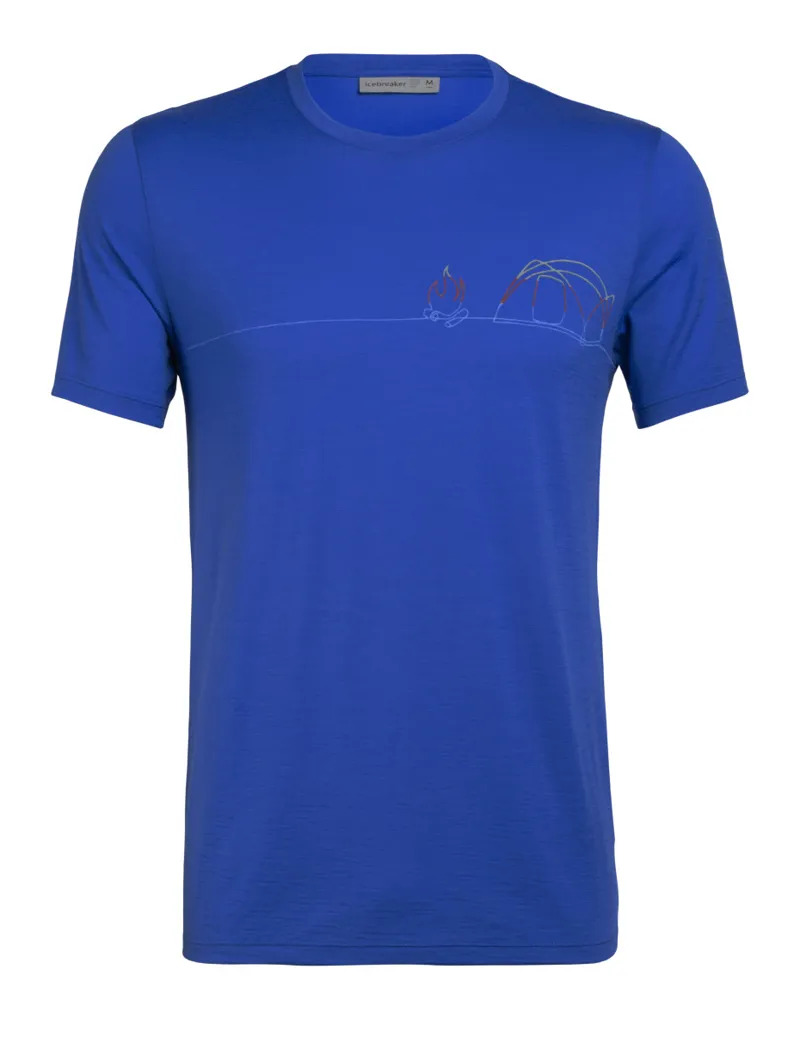Icebreaker Mens Tech Lite SS Crewe Single Line Camp Lapis Size S