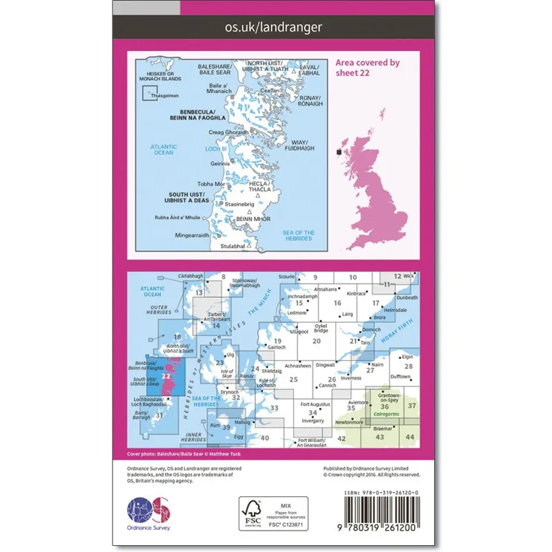 Ordnance Survey Landranger 22: Map of Benbecula and South Uist
